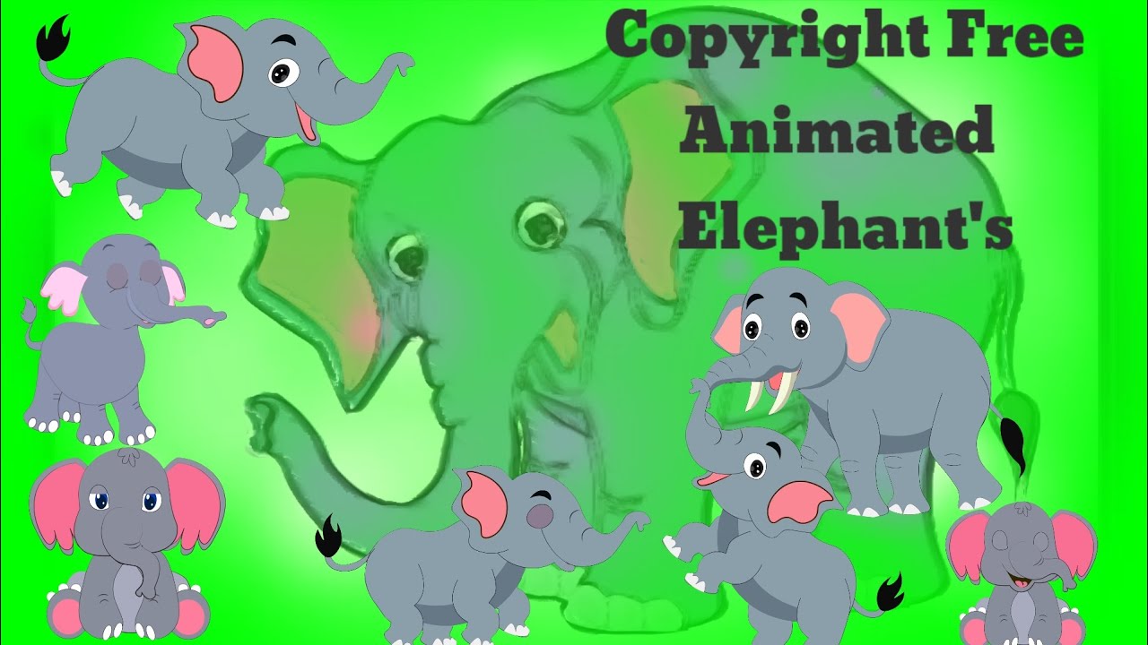 Copyright free green screen Animated Elephant's|Royalty free Animated Animals|Elephant Animations