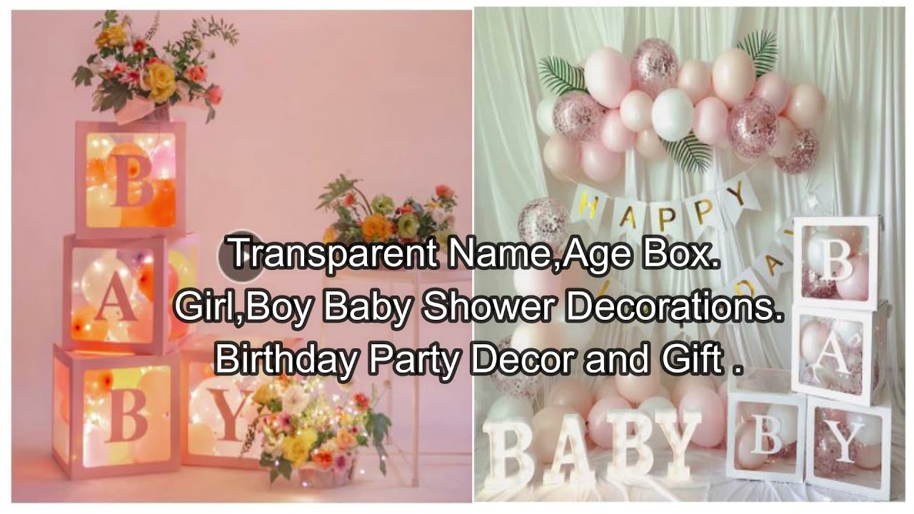 Transparent Name and Age Boxes. Girl_Boy, Baby Shower Decorations. Birthday Party Decore and Gifts .