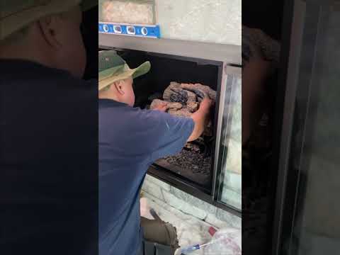 Wood Fireplace Converted to Gas with Real Fyre G31 Gas Log Set & Stoll Fireplace Doors