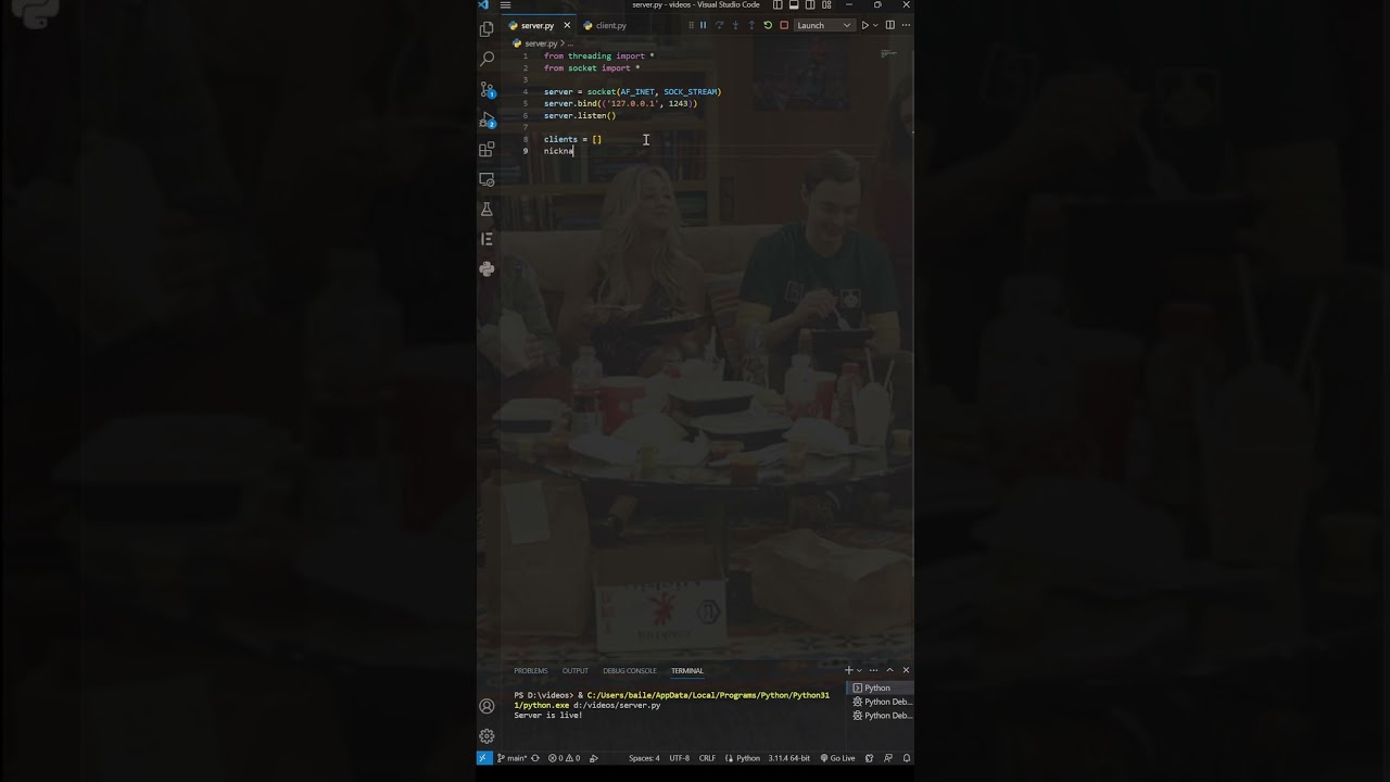 Creating a server script with sockets