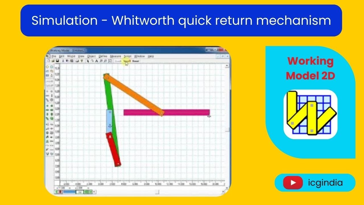 Whitworth quick return mechanism | Simulation | Working model 2D software | icgindia