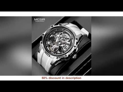 Latest Products You Must Know! MEGIR Skeleton Dial Automatic Mechanical Watch Men Stainless Stee
