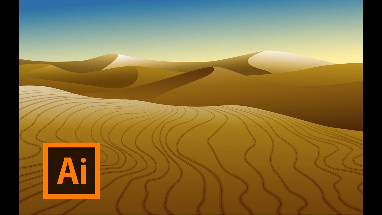 Desert landscape vector illustration in Illustrator