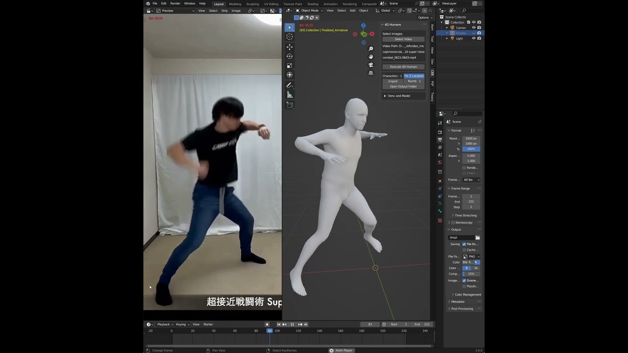 CEB 4D Humans 0.05 - Super close combat #blender3d #mocap #ai #ml