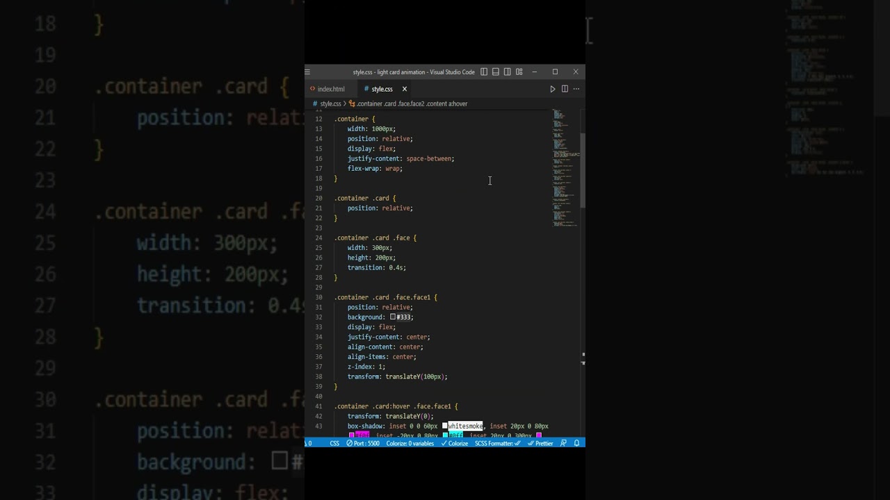 Outer light card animation 😈😈  | HTML AND CSS | anand kumar |  #webdesign #shorts