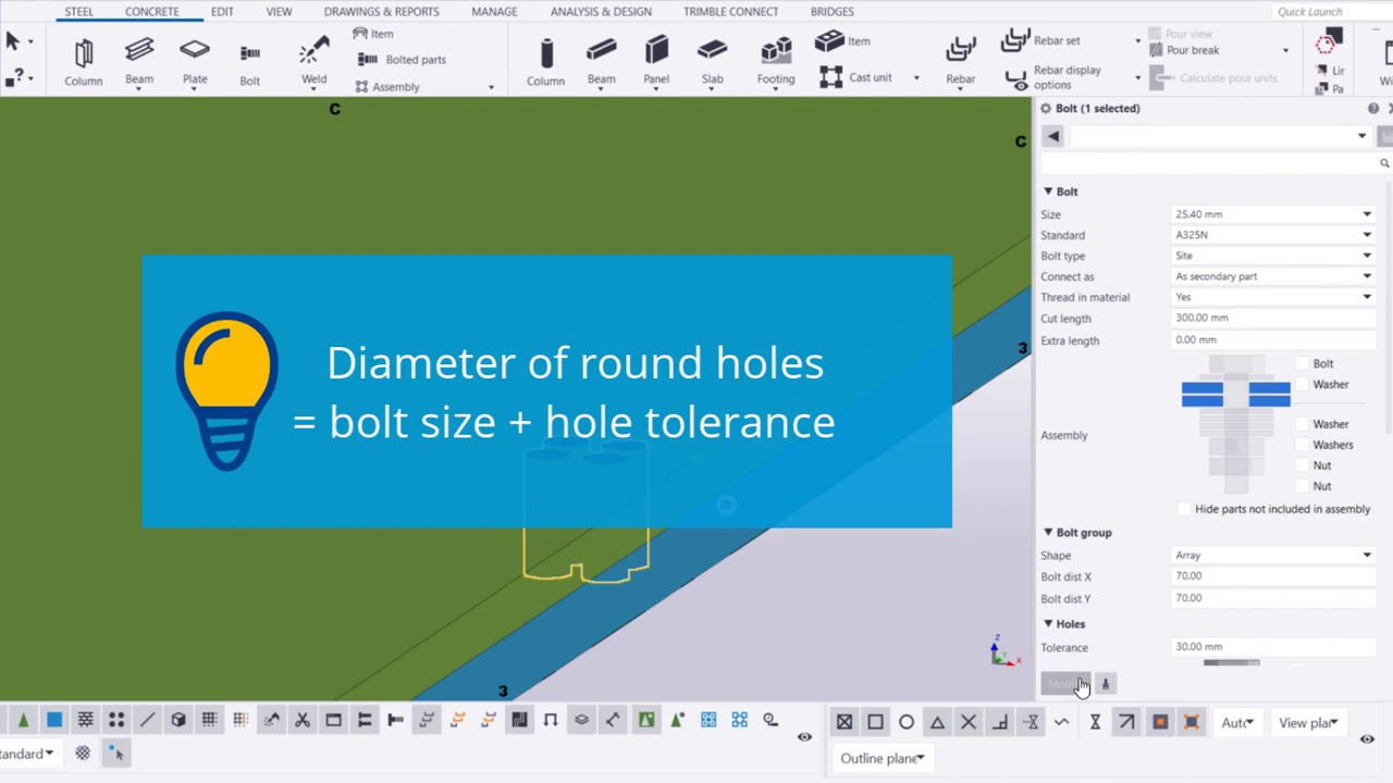 Create bolt holes in Tekla Structures