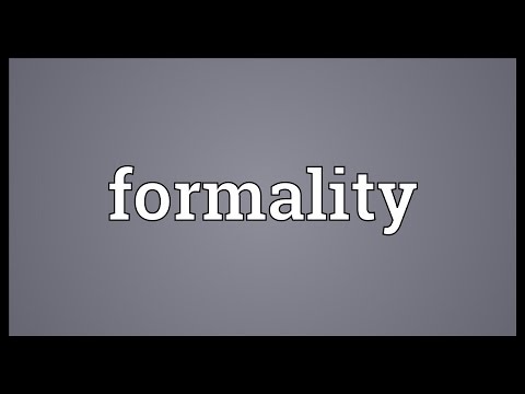 Formality Meaning