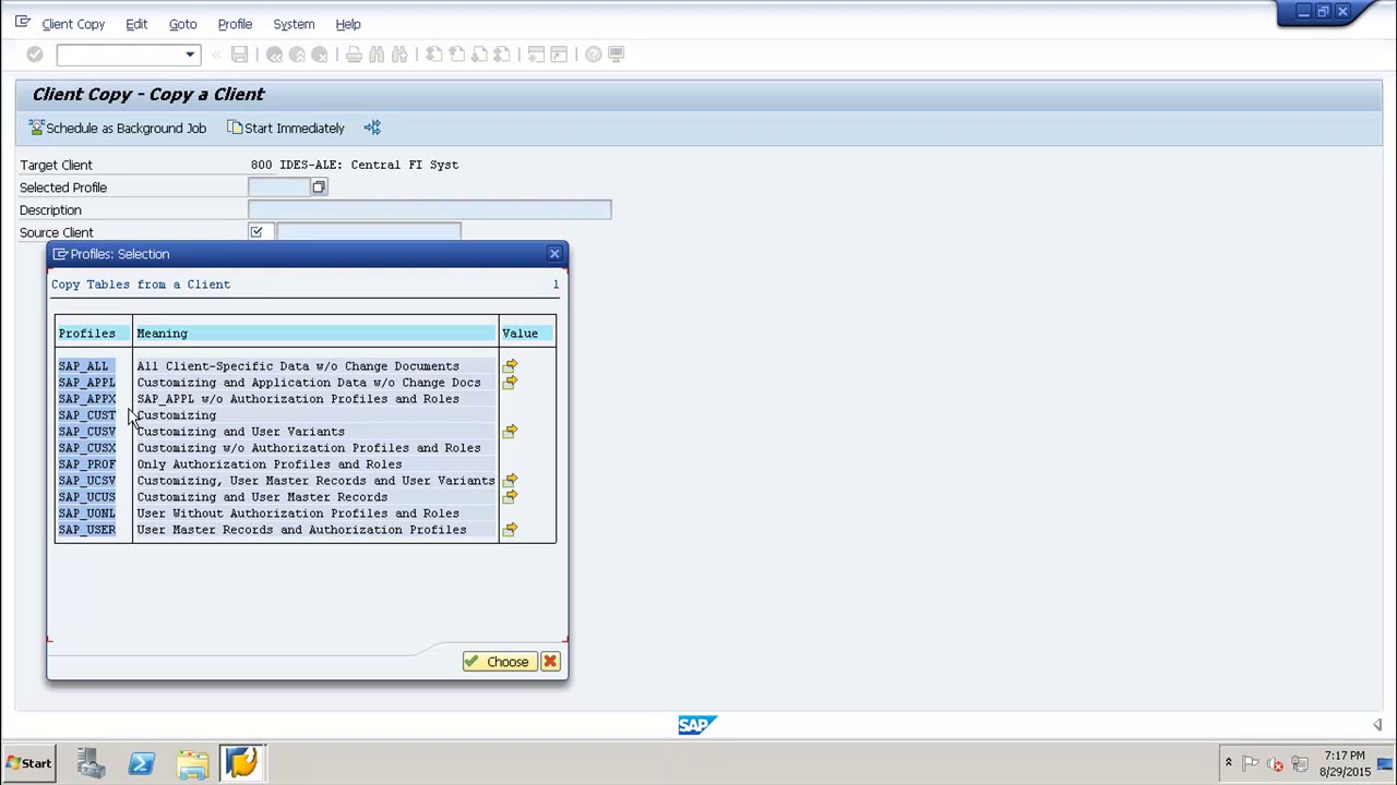 SAP Basis - Copy client on Local