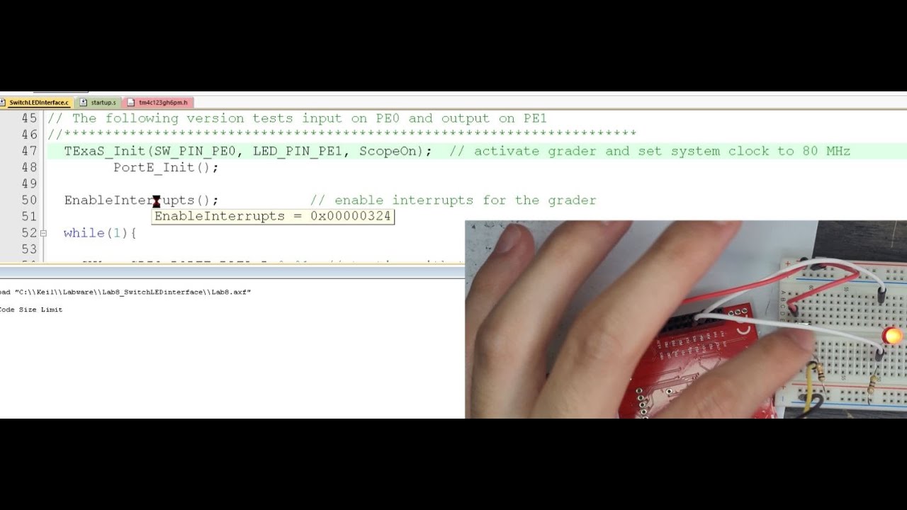Lab8 SwitchLEDinterface on Keil uVision, TExaS Lab Grader (CPE 187.  Embedded Systems Design)