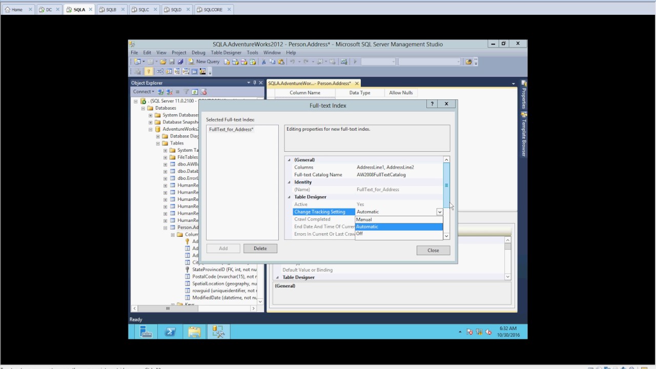 SQL 2012 Create Full Text Index