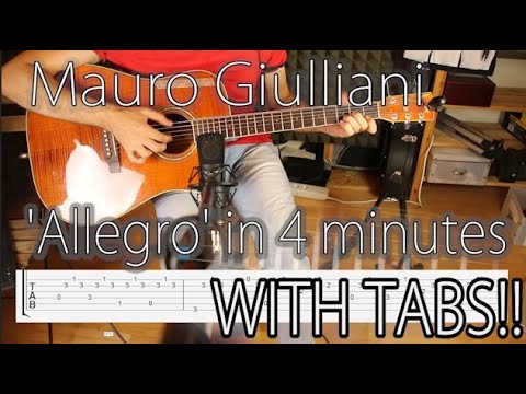 Learn an impressive classical song in 4 minutes (tabs+chords): Allegro by Mauro Giuliani