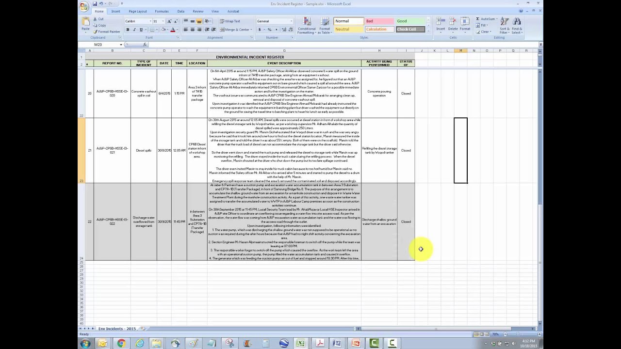 Monthly Environmental Report - A Guide for Completing the Report - HD
