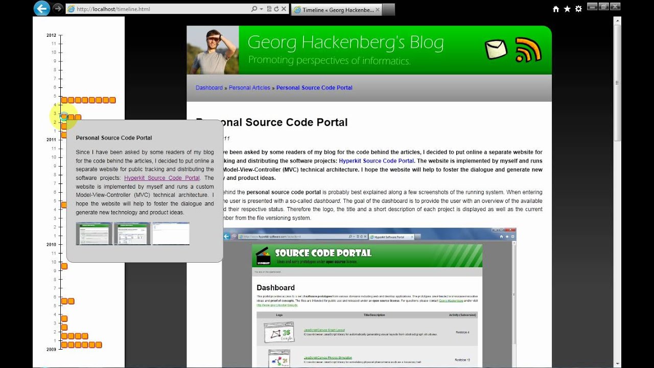 Pure HTML/JavaScript Timeline Widget for Blogs