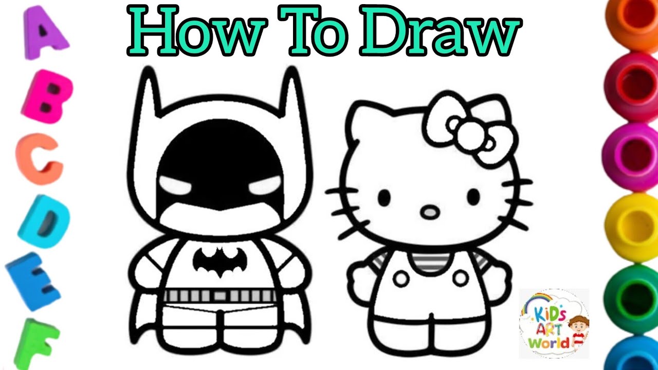 Hello Kitty and  Batman Drawing, Painting & Coloring For Kids and Toddlers_ Kids