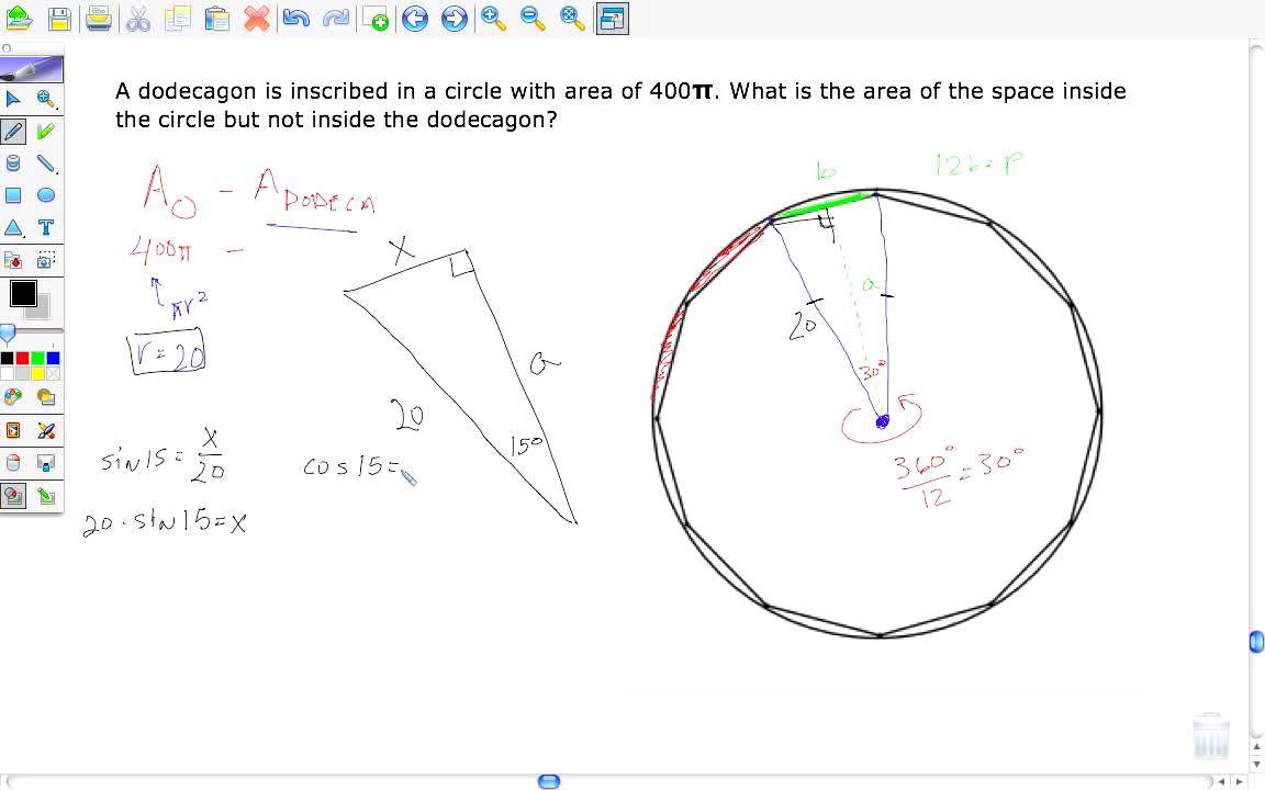 Area of Dodecagon and Circle