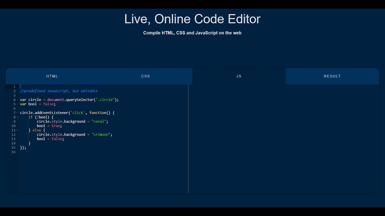 Live Code Editor In JavaScript With Source Code | Source Code & Projects