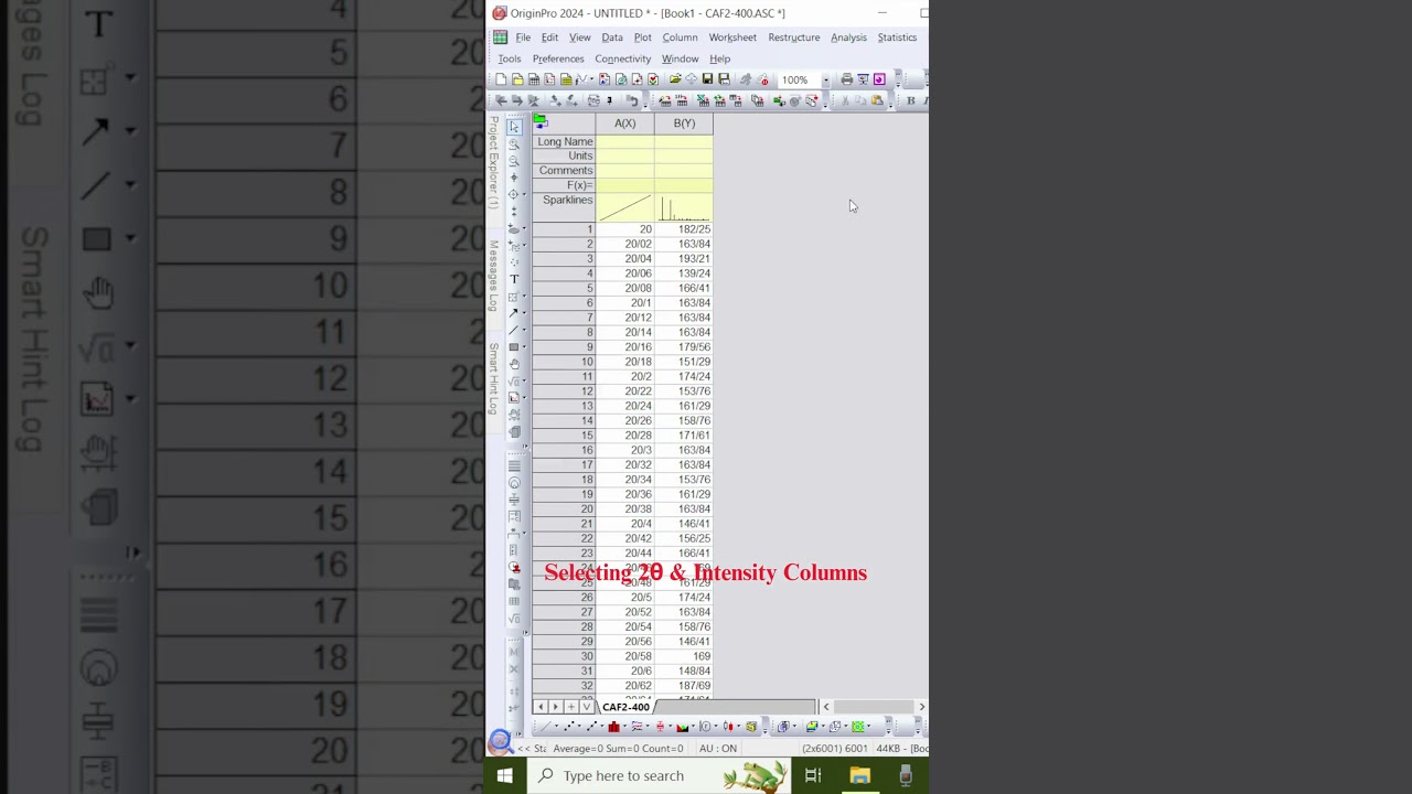 Plotting XRD Data in OriginPro Software  #originpro  #shortvideo  #shorts  #xrd  #excel