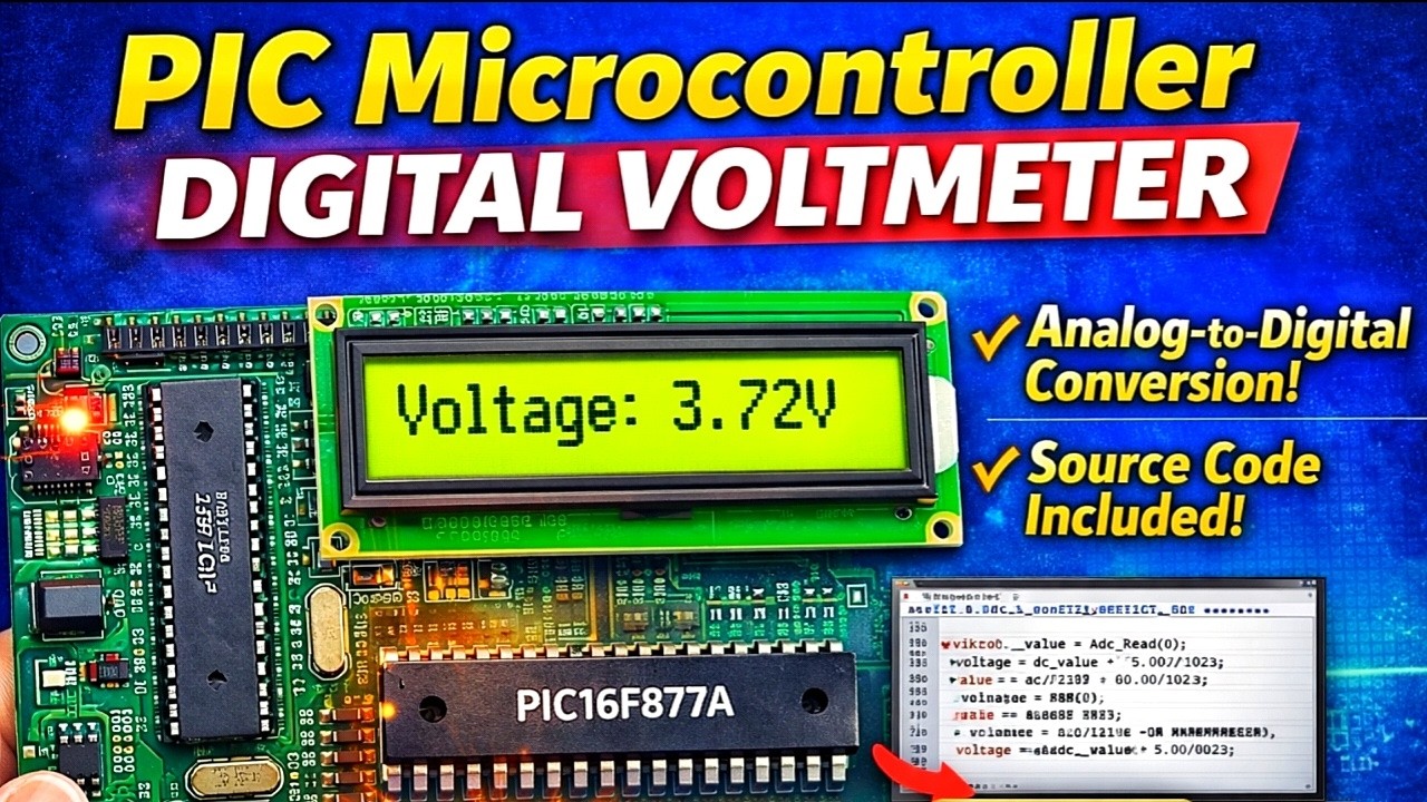 Create a Digital Voltmeter Using PIC16F877A – Full Tutorial