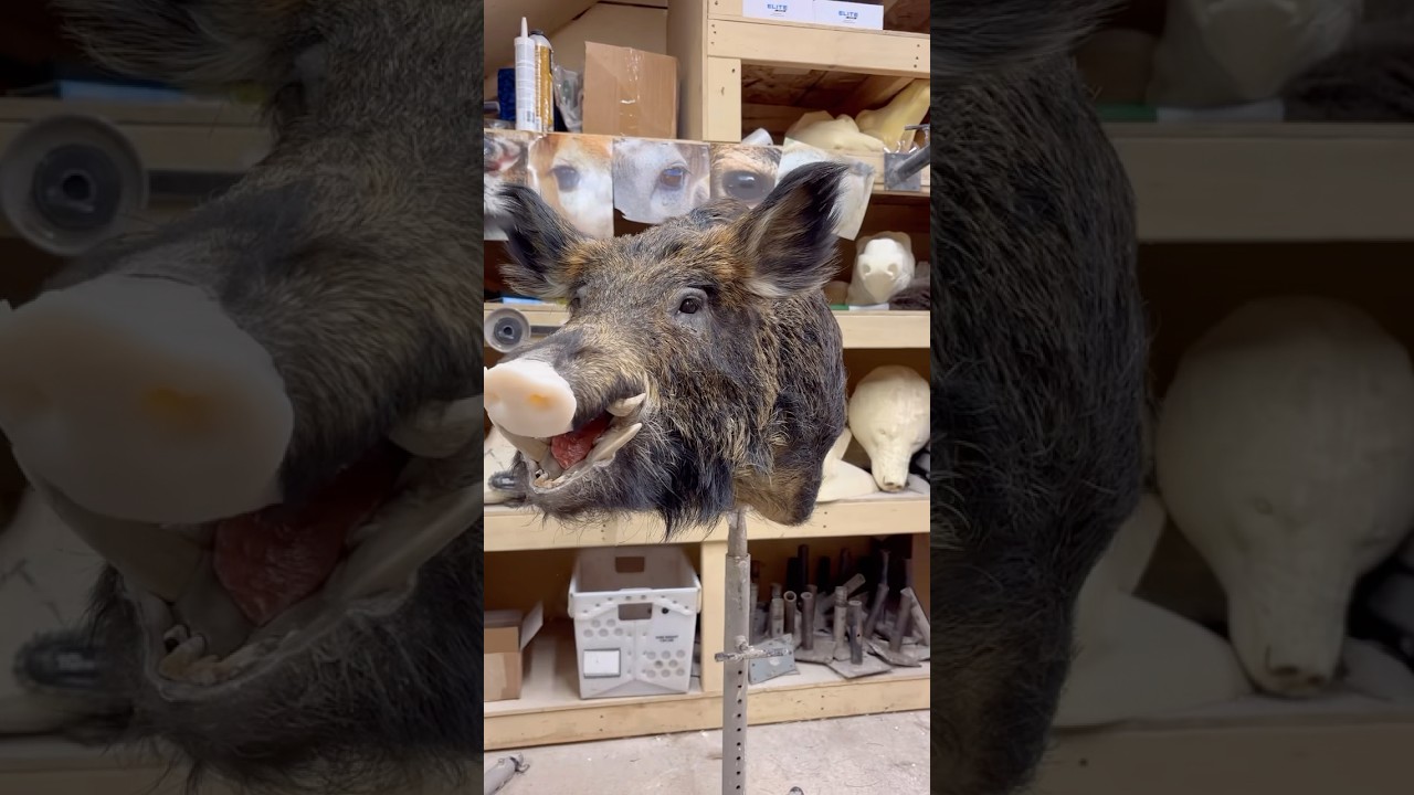 Wild Boar getting dressed up. #hog #boar #taxidermist #taxidermy #oldbarn #art #artist #wildlife #fy