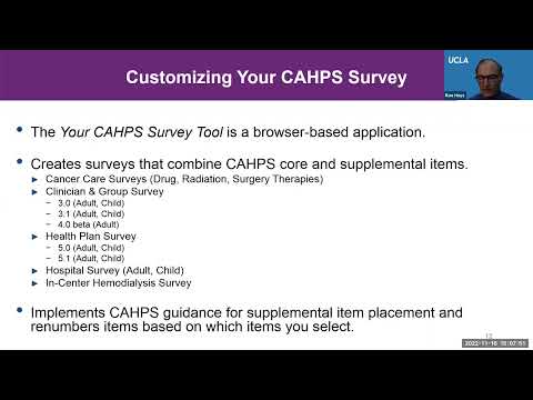 Useful Online Tools for CAHPS Survey Users (Webcast)