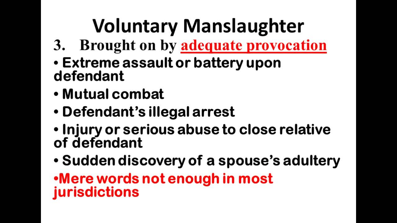 Criminal Law Video Presentation 8 - Voluntary Manslaughter