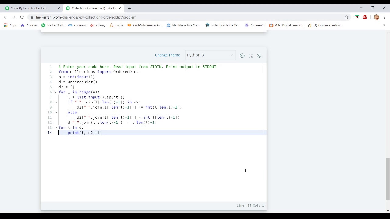 Collections OrderedDict HackerRank | Coding in LockDown