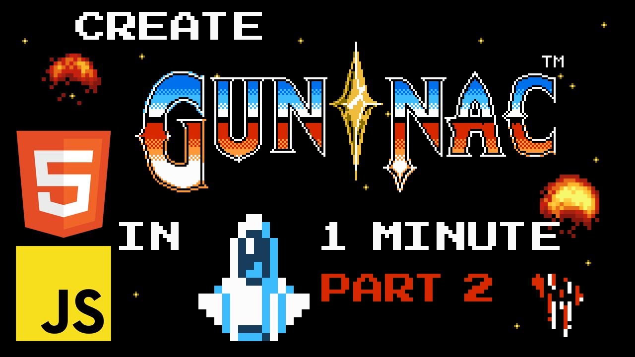Code Space Shooter in one minute! Beginner Javascript Tutorial (part 2)