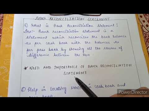 Meaning of Bank Reconciliation Statement and it's need and importance.