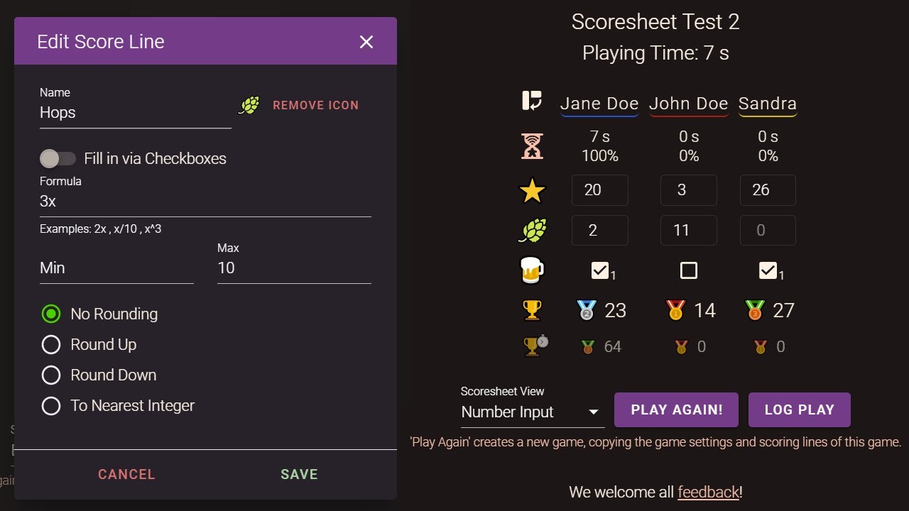 Scoresheet Demo