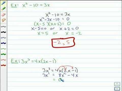 Factoring and solving quadratic equations video (ACS BR 2A4)