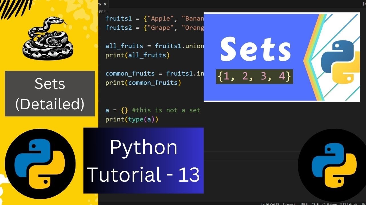 Sets in Python | Python Tutorial - 13 (Python Full Course) #python #sets