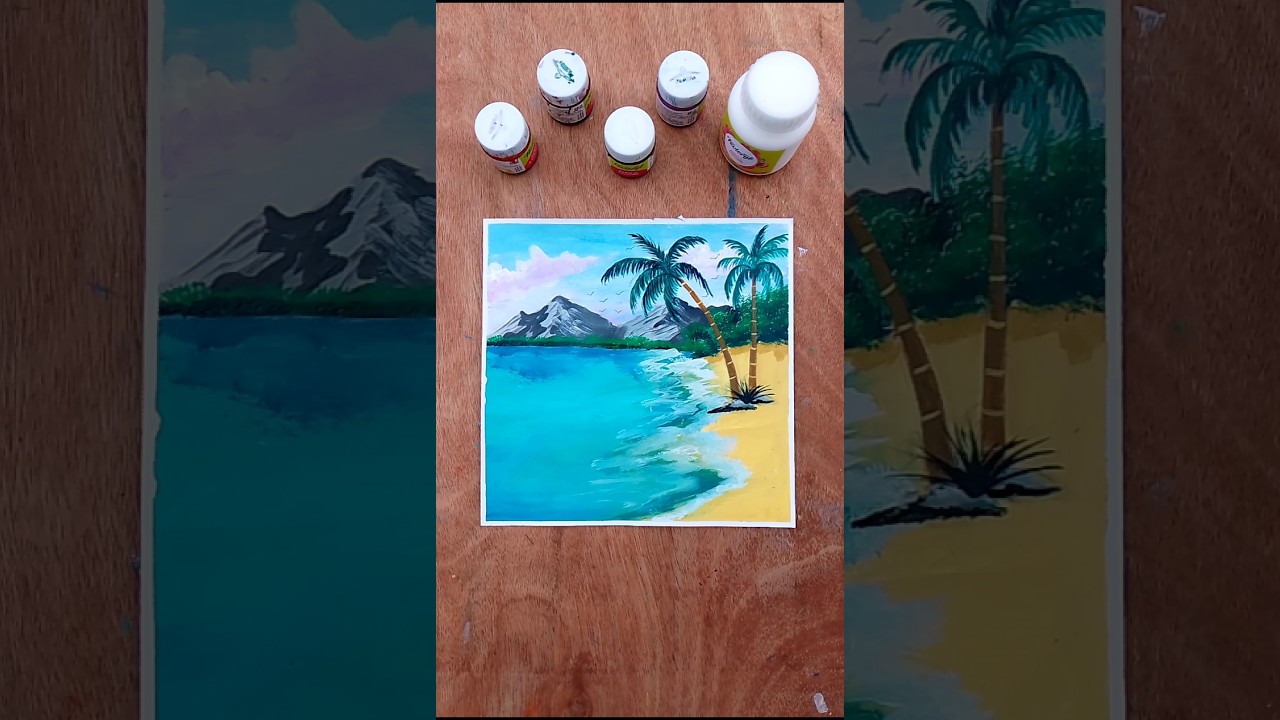 how to paint beautiful beach, #art #shorts #viral #beaches