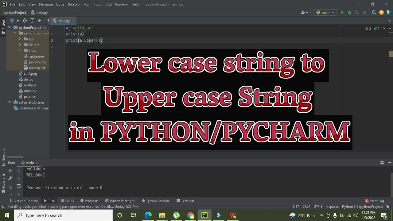 how to convert lower case string to upper case string in python