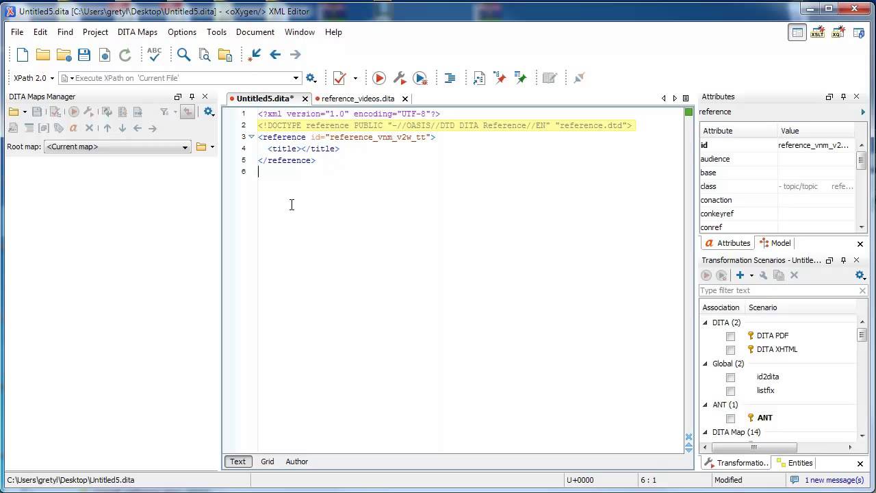 Creating a DITA reference topic
