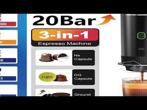 Wireless Electric Portable Espresso Coffee Machine for Car & Home Camping Coffee Maker 3-in-1 Capsul