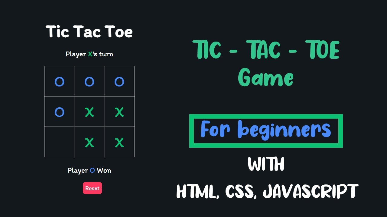 Create a simple tic tac toe game using HTML, CSS, JavaScript