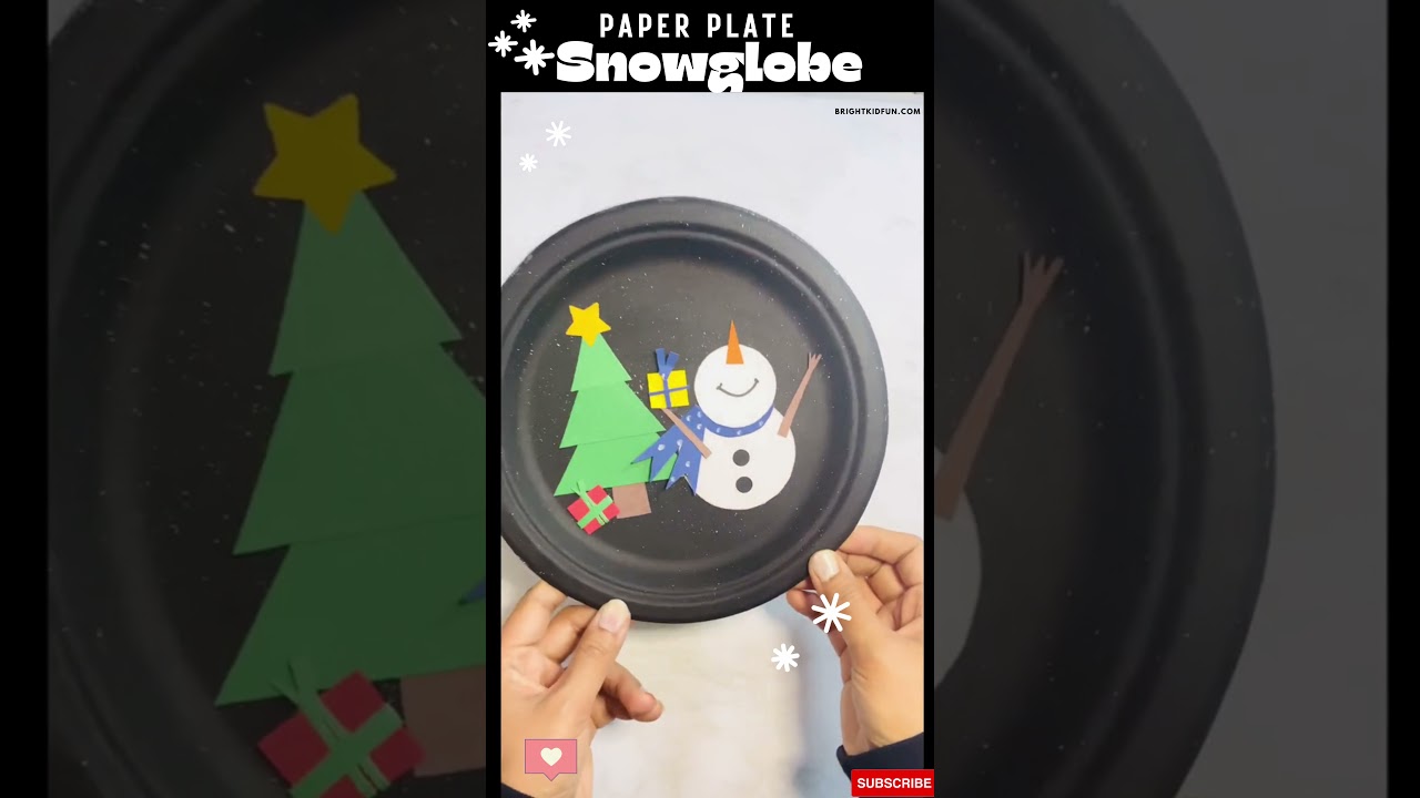 Paper Plate Snowglobe #shorts #kidscrafts