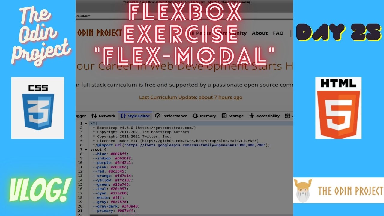 The Odin Project VLOG | Day 25 CODING For BEGINNERS | I BLEW IT Flex-Modal CSS Exercise