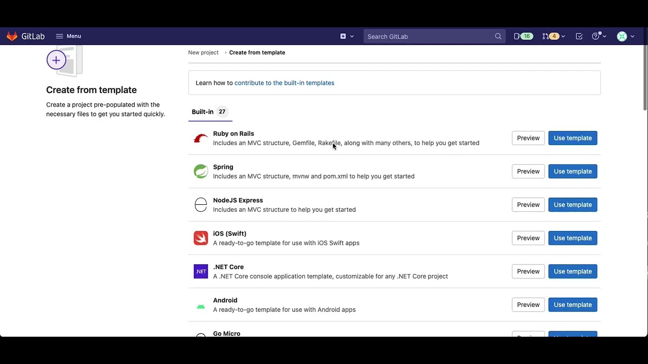 Create a sample project in GitLab