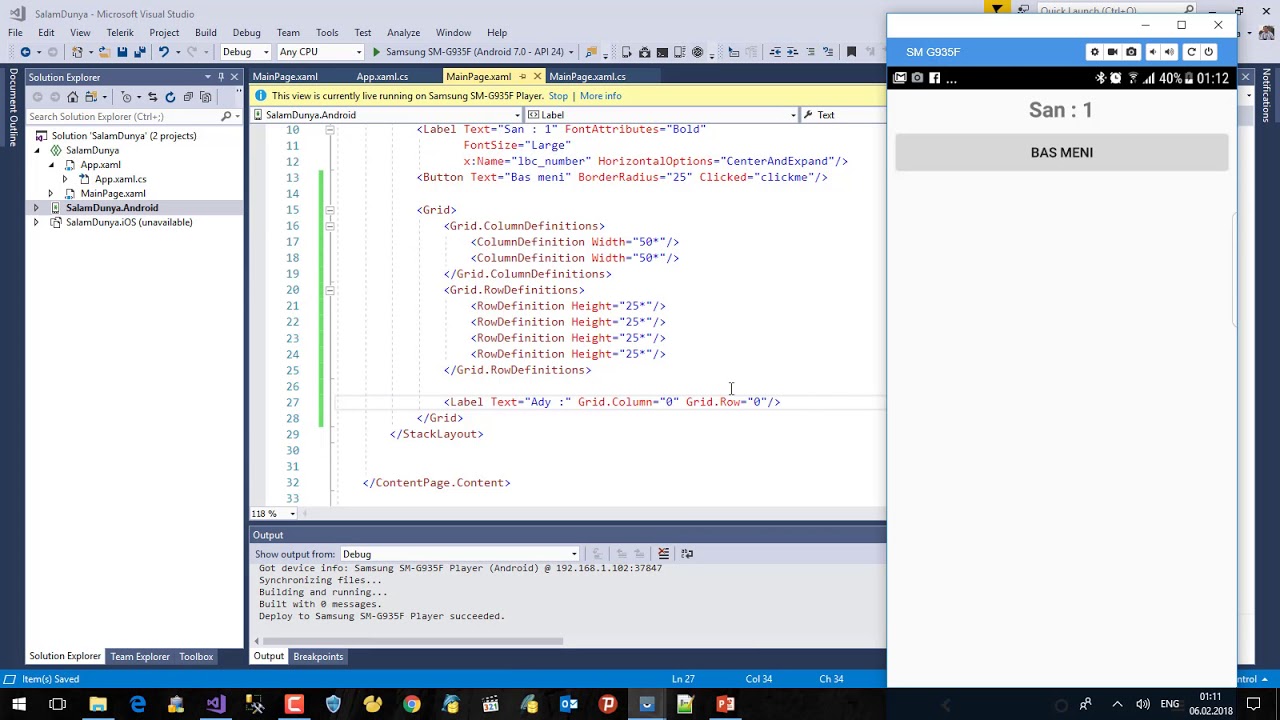 Visual Studio Xamarin GridLayout