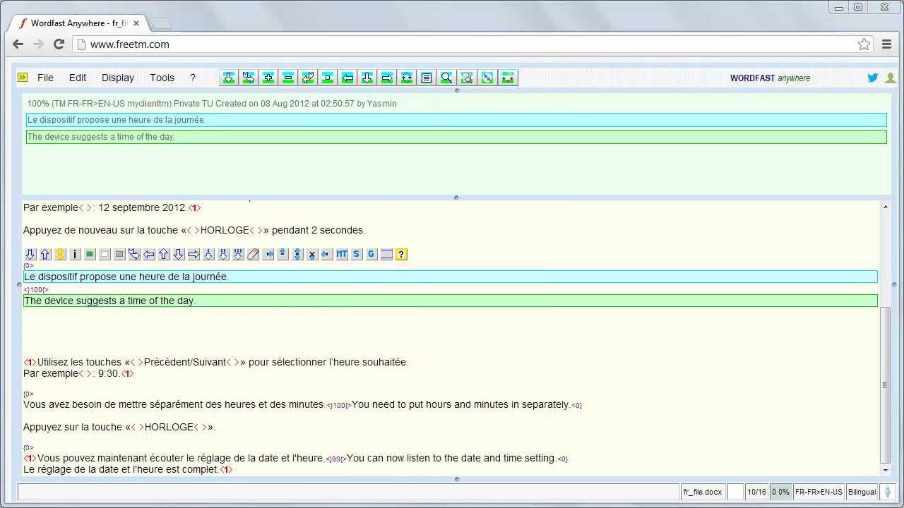Pre-Translation in Wordfast Anywhere
