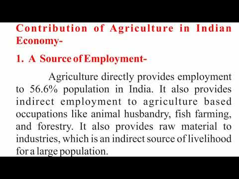 Class 10th Agriculture in India - Contribution of agriculture in Indian economy