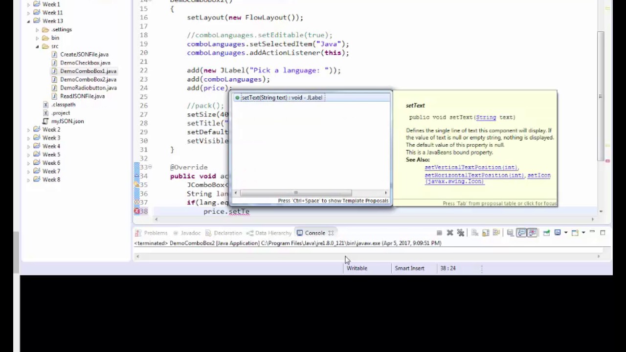 Java JComboBox - Example 2