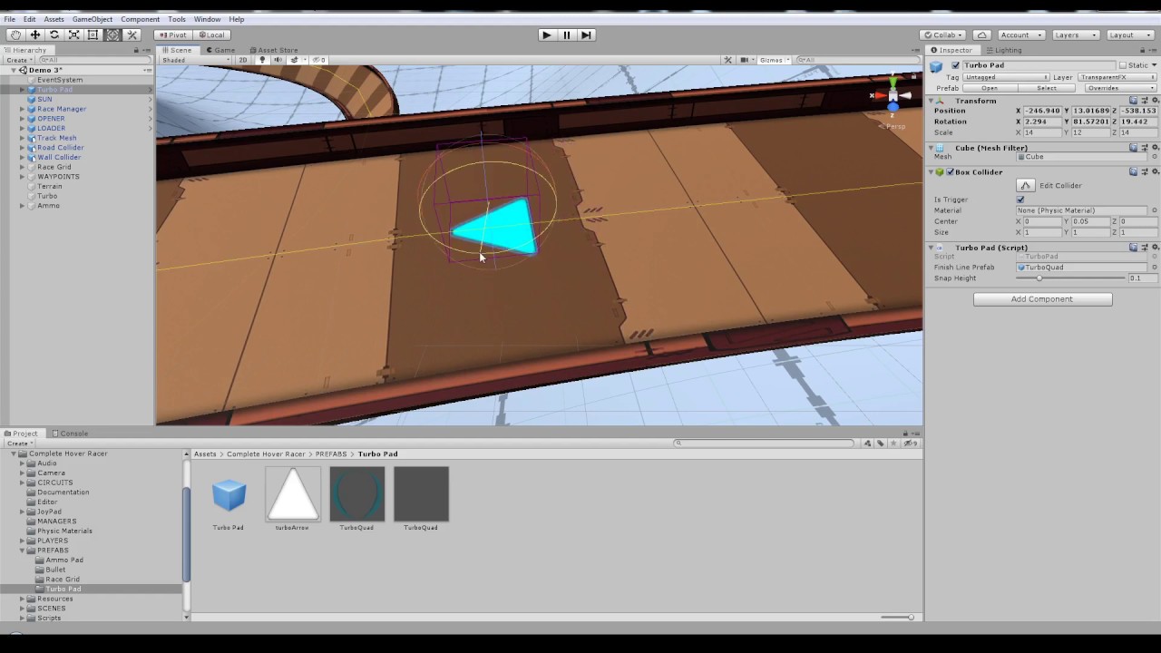 Complete Hover Racer tutorial - Place TurboPad
