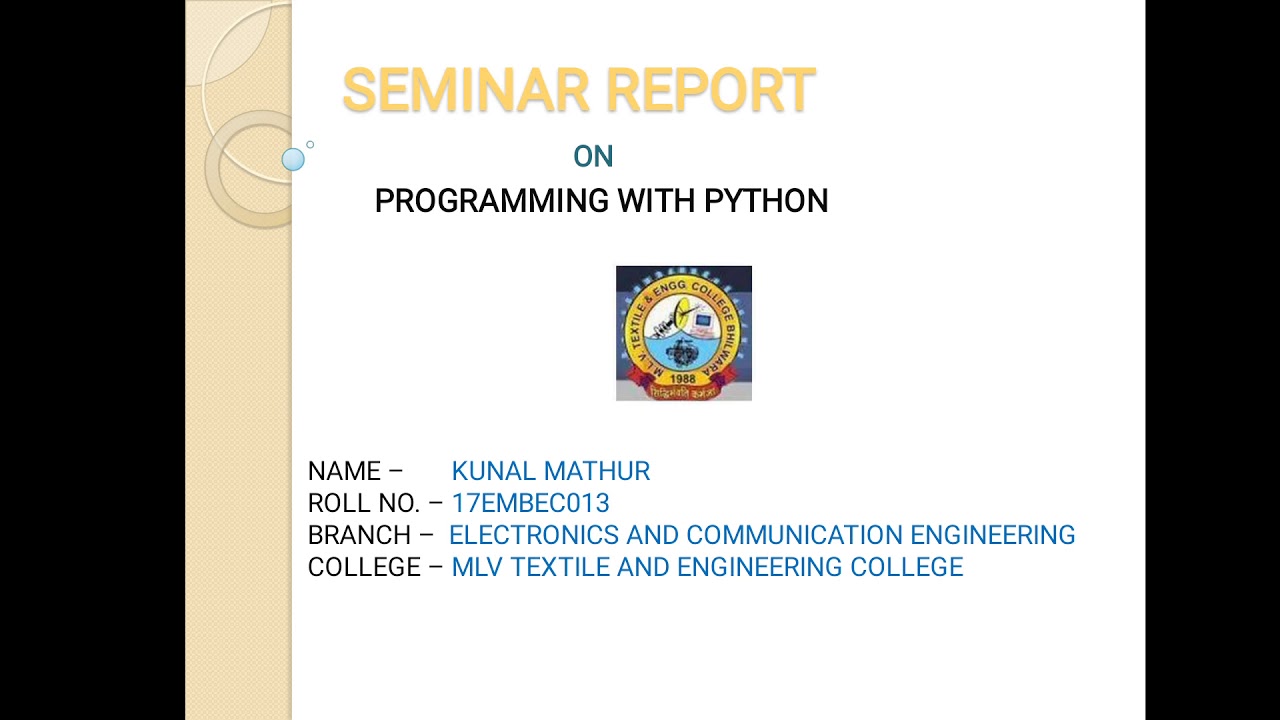 Seminar report on Python by Kunal Mathur