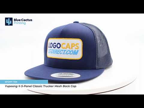 Embroidered Logo Sport Tek ® Yupoong ® 5 Panel Classic Trucker Mesh Back Cap