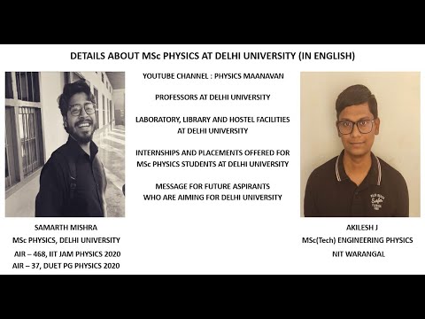Details about MSc Physics at Delhi University in English by Samarth Mishra | DU | Physics Maanavan