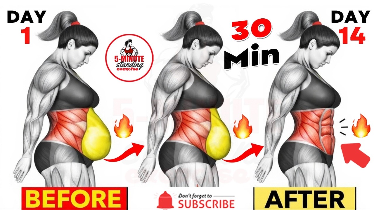 30 Min Fast Standing Abs Workout 🔥 Burn Hanging Belly Fat & Get a Flat Stomach Workout