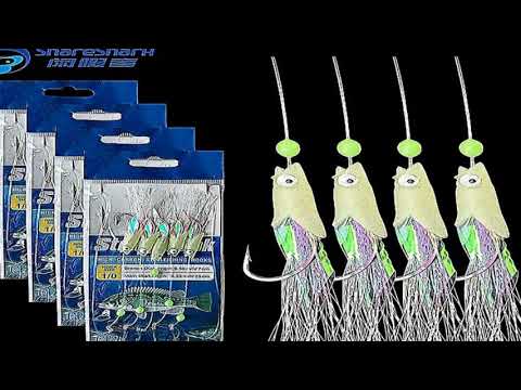5 Hooks Sabiki Rigs Saltwater Fishing Lures Bait Rigs Real Fish Skin String Hook Mackerel Glow in