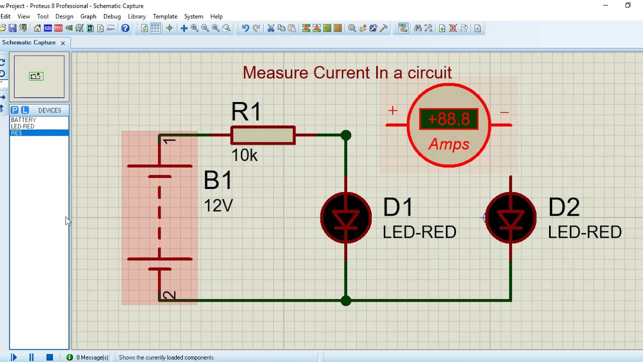 Measure Current in a  circuit in Proteus Simulation | Proteus Simulation Tutorial |